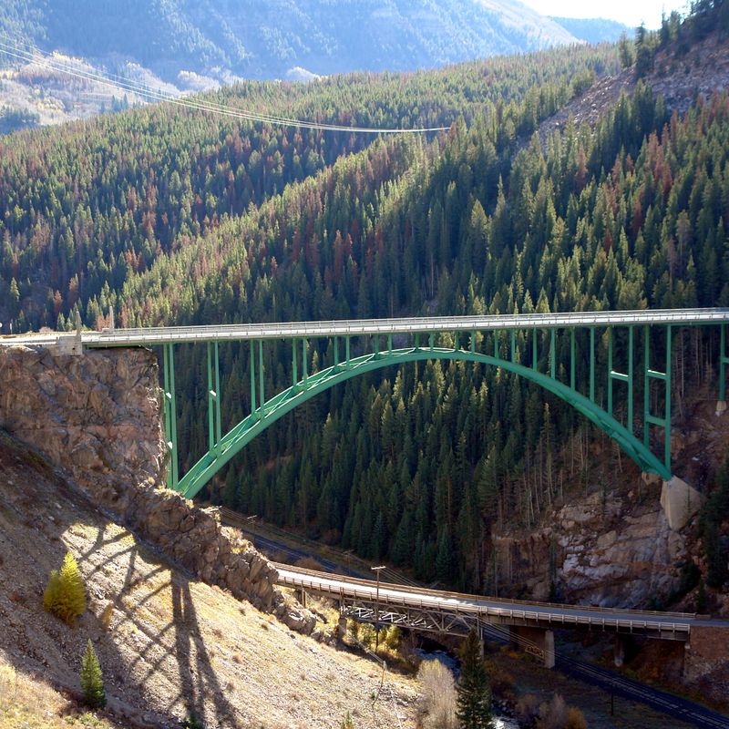 Red Cliff Bridge - Steel arch bridge in Eagle County, United States.